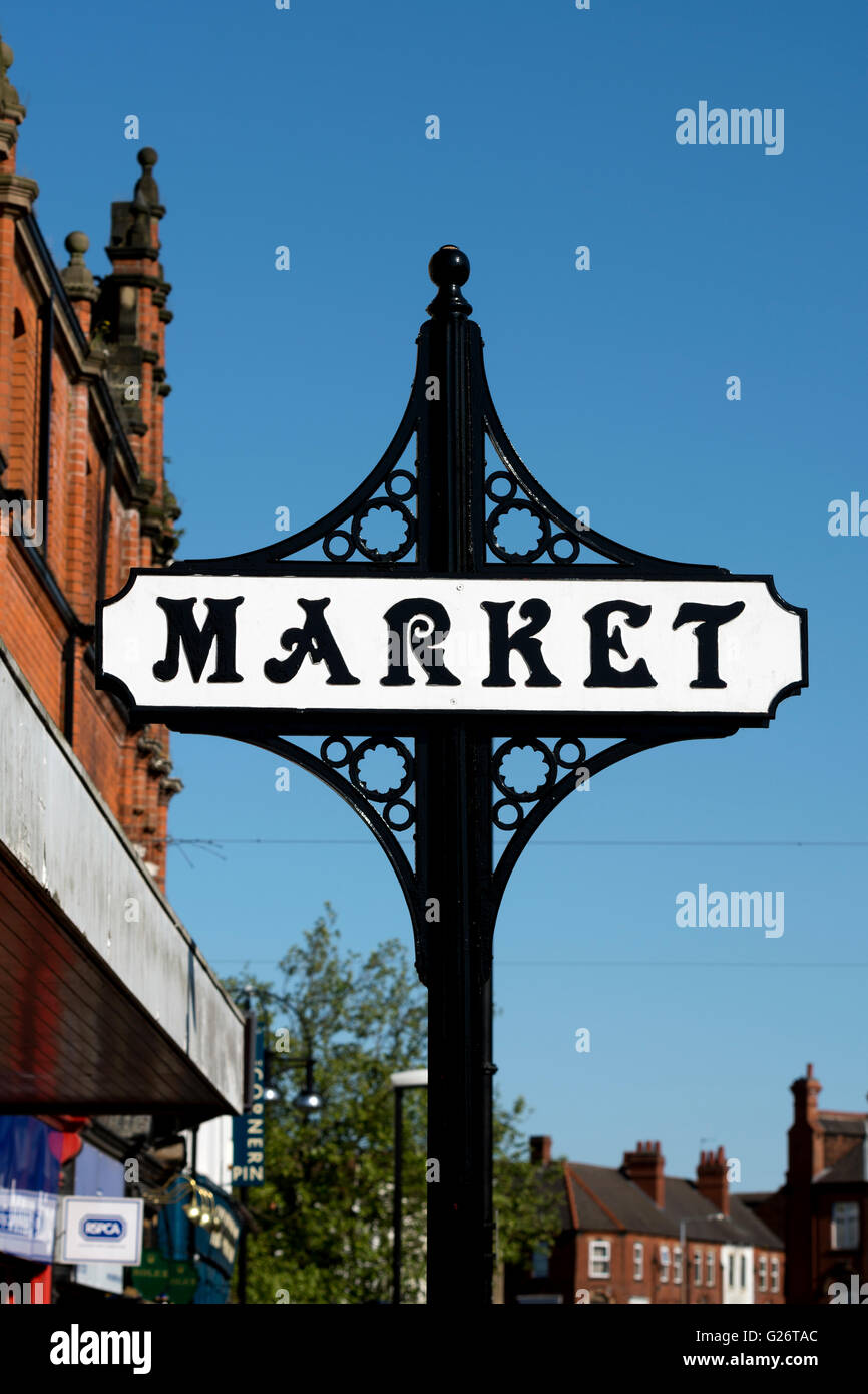 Market sign, Long Eaton, Derbyshire, England, UK Stock Photo - Alamy
