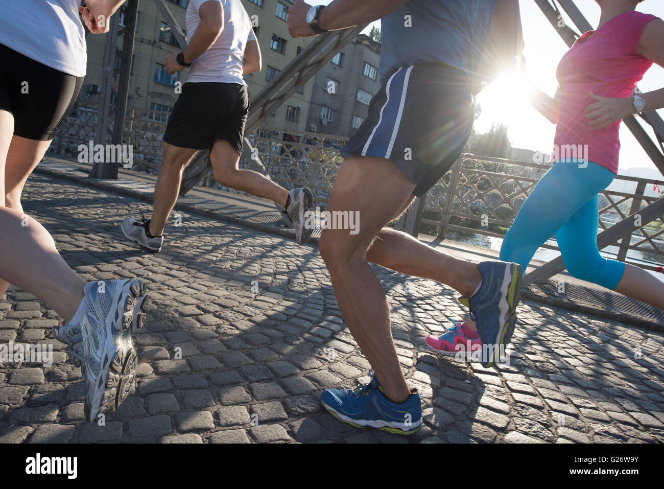 people group jogging runners team on morning training workout with ...