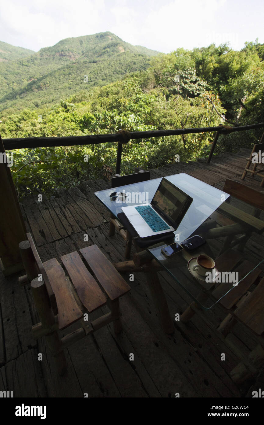 View of the Lasni Temb mountain from a deck. Chorla Ghats Mhadei ...