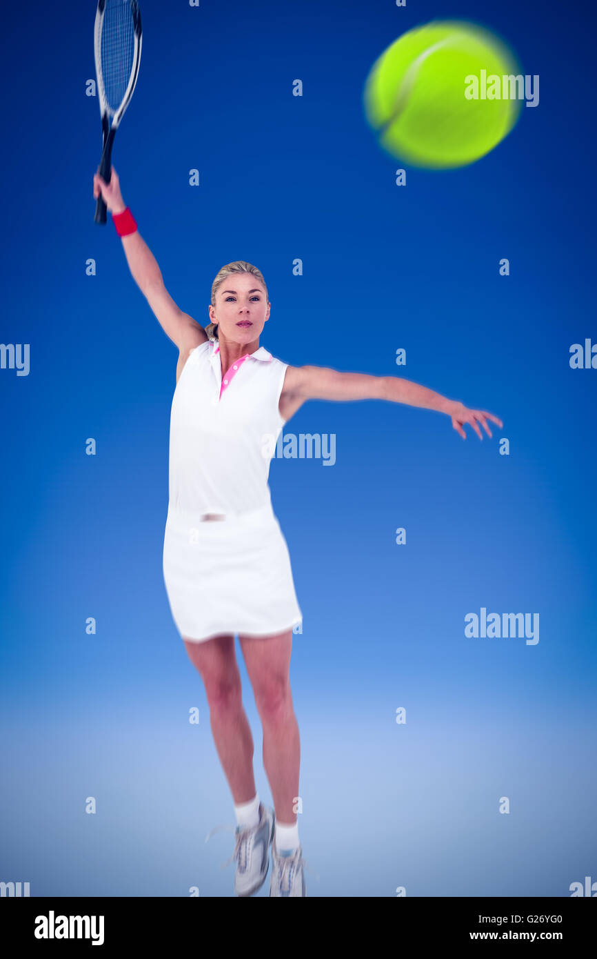 Composite image of athlete playing tennis with a racket Stock Photo - Alamy
