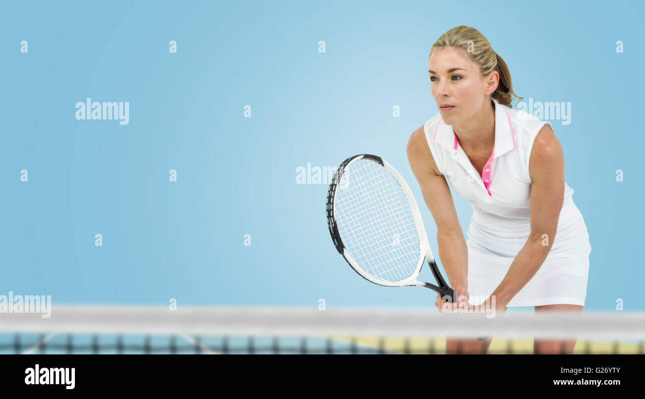 Composite image of athlete playing tennis with a racket Stock Photo - Alamy