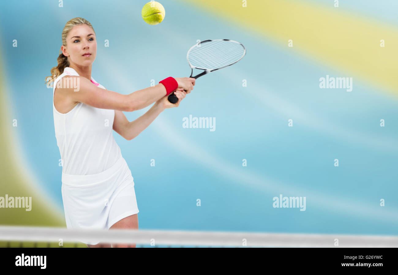 Composite image of athlete playing tennis with a racket Stock Photo - Alamy