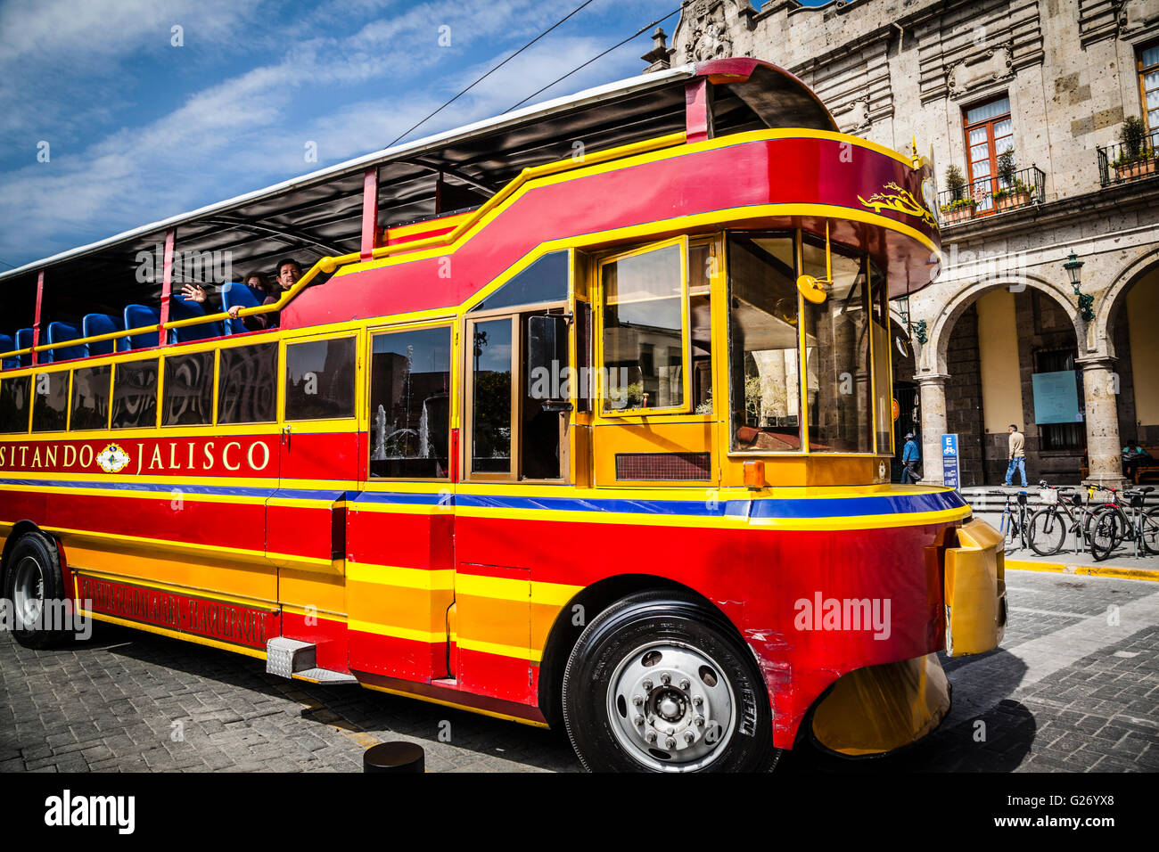 Tour bus in the streets of Guadalajara Jalisco Stock Photo - Alamy