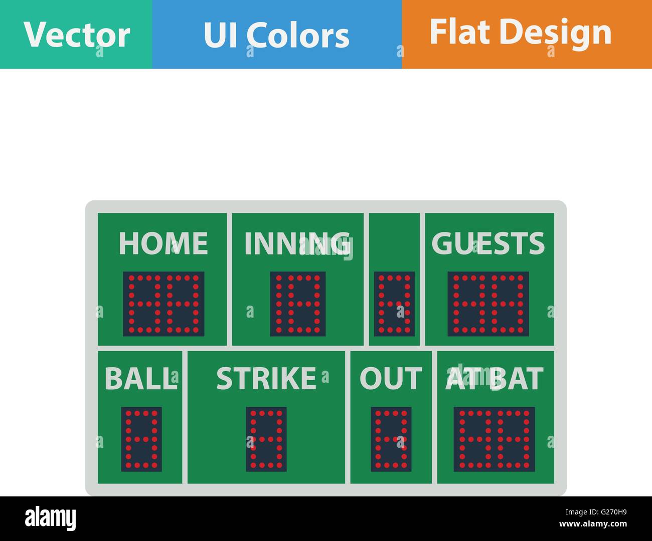 Baseball scoreboard icon. Flat design. Vector illustration Stock Vector ...