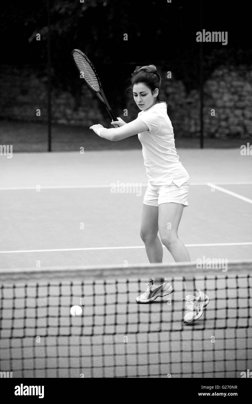 Tennis ball hitting racket hi-res stock photography and images - Alamy