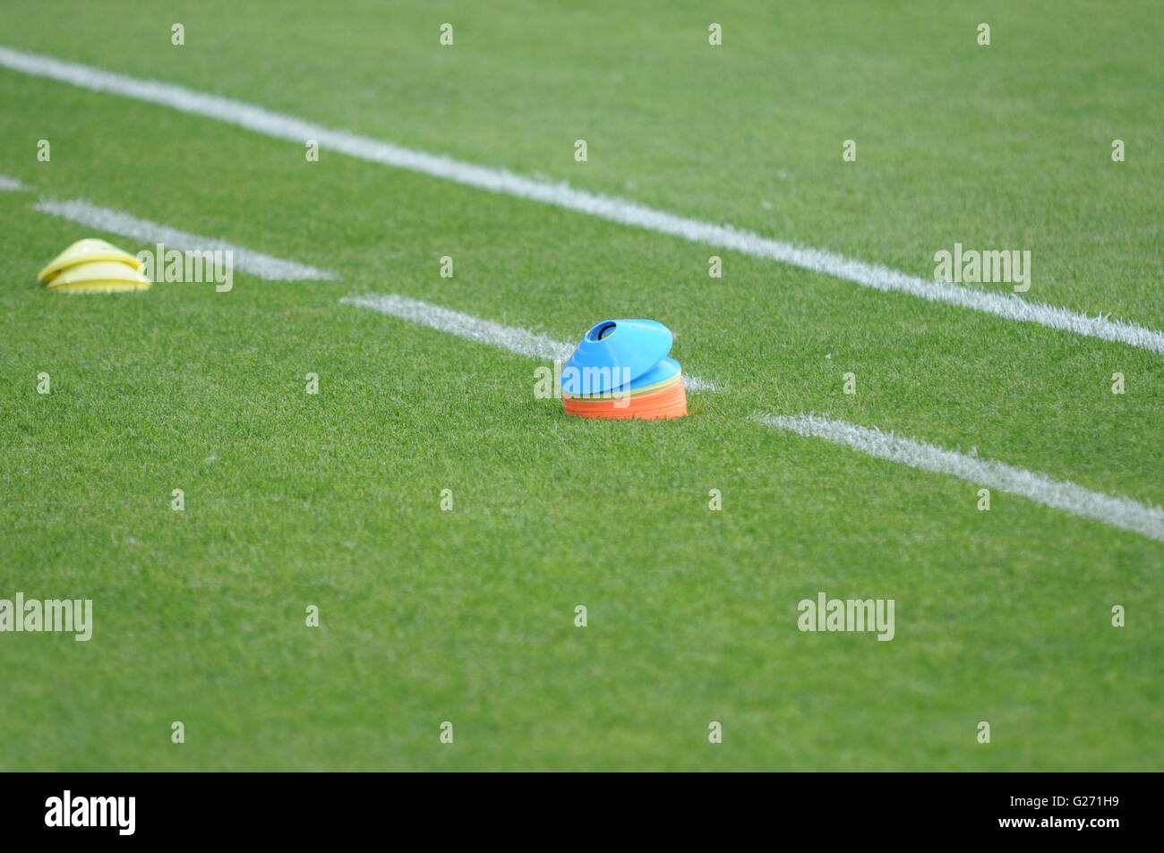 Soccer football field training equipment Stock Photo - Alamy