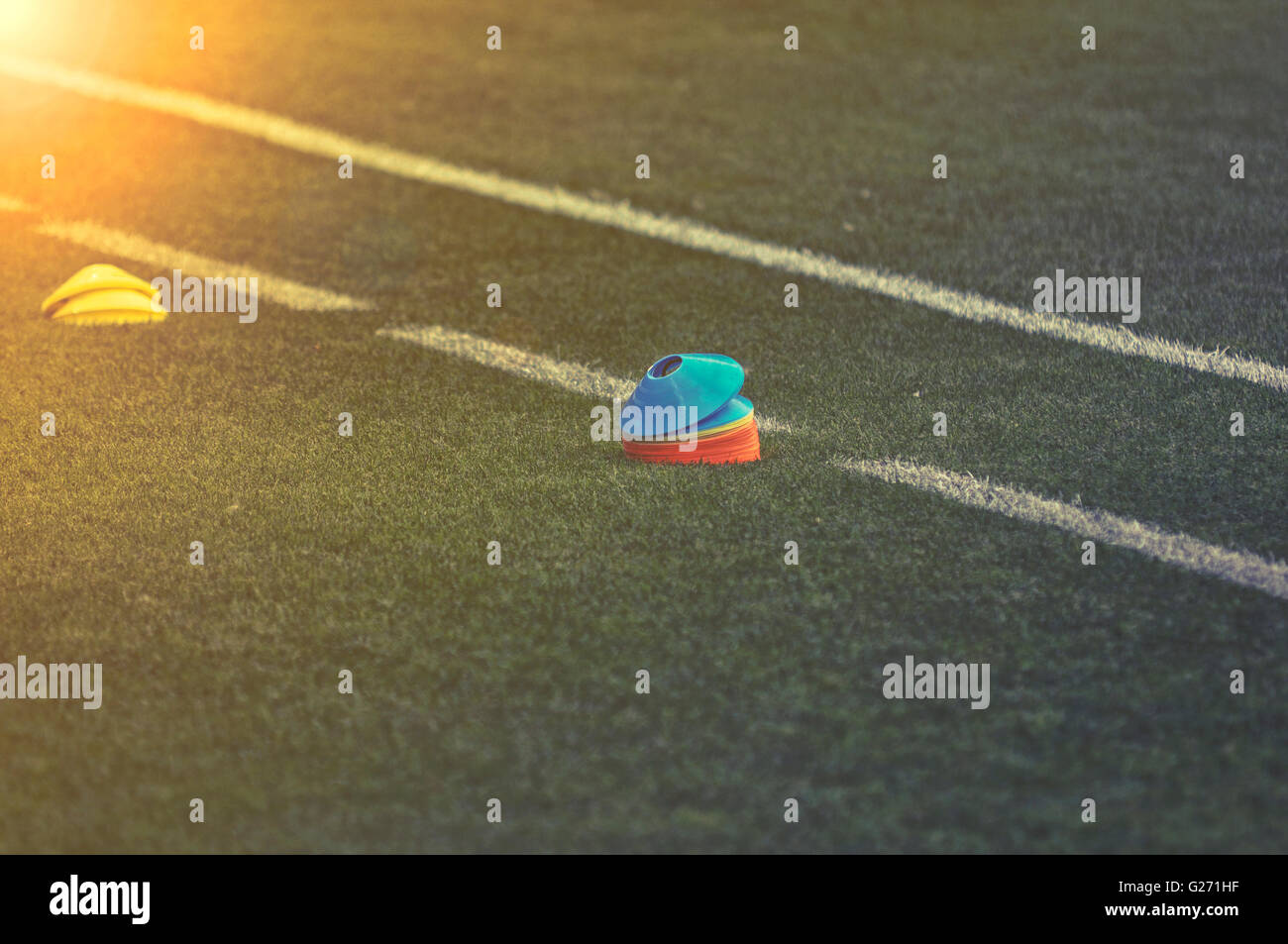 Soccer football field training equipment Stock Photo - Alamy