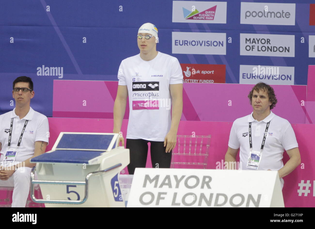 London, England, May 21, 2016: Andriy Govorov Ukrainian swimmer in the ...