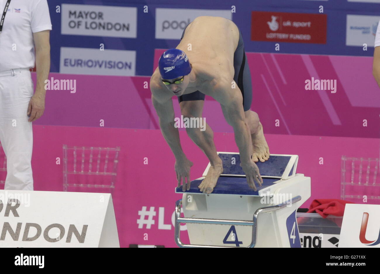 London, England, 21 May 2016: Benjamin Proud English swimmer in the ...