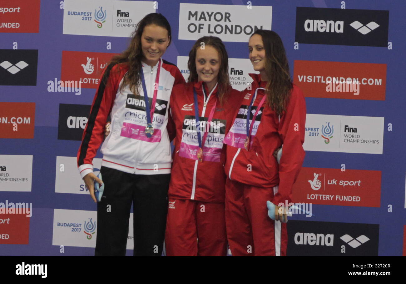 London, England 21 May 2016 Fran Halsall, Mie Oestergaard Nielsen and ...