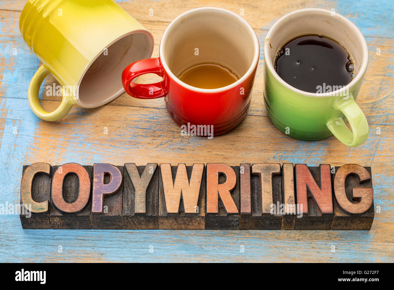 copywriting concept - text in vintage letterpress wood type printing ...
