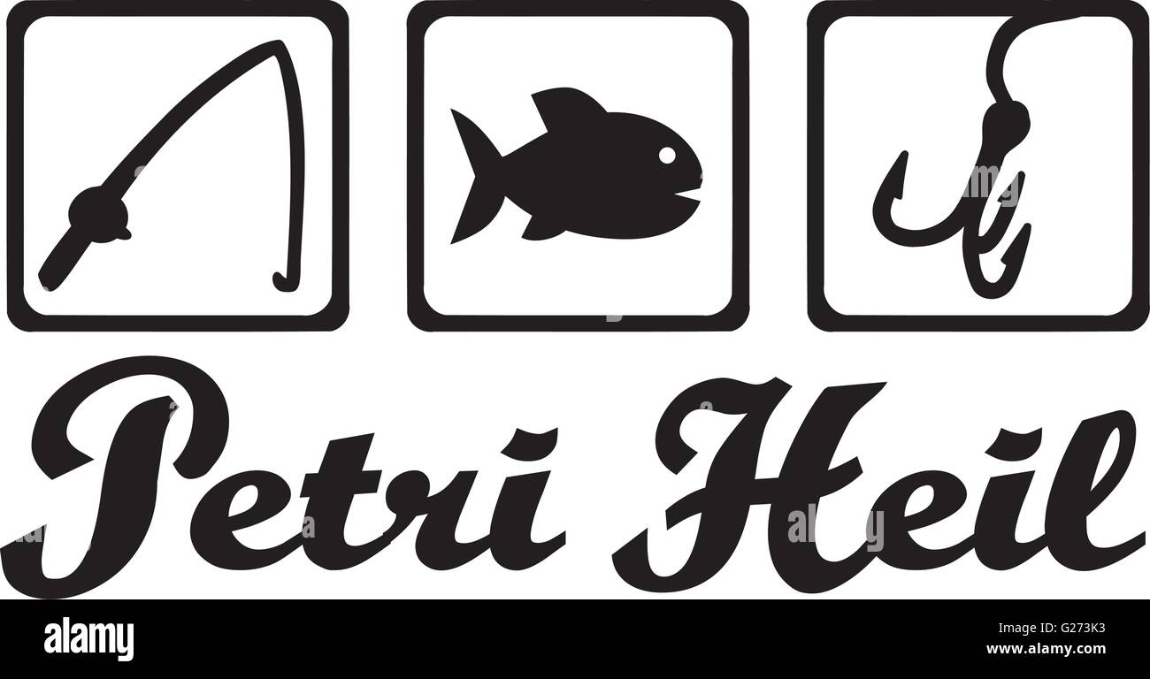 Fishing icons and Petri heil Stock Vector Image & Art - Alamy