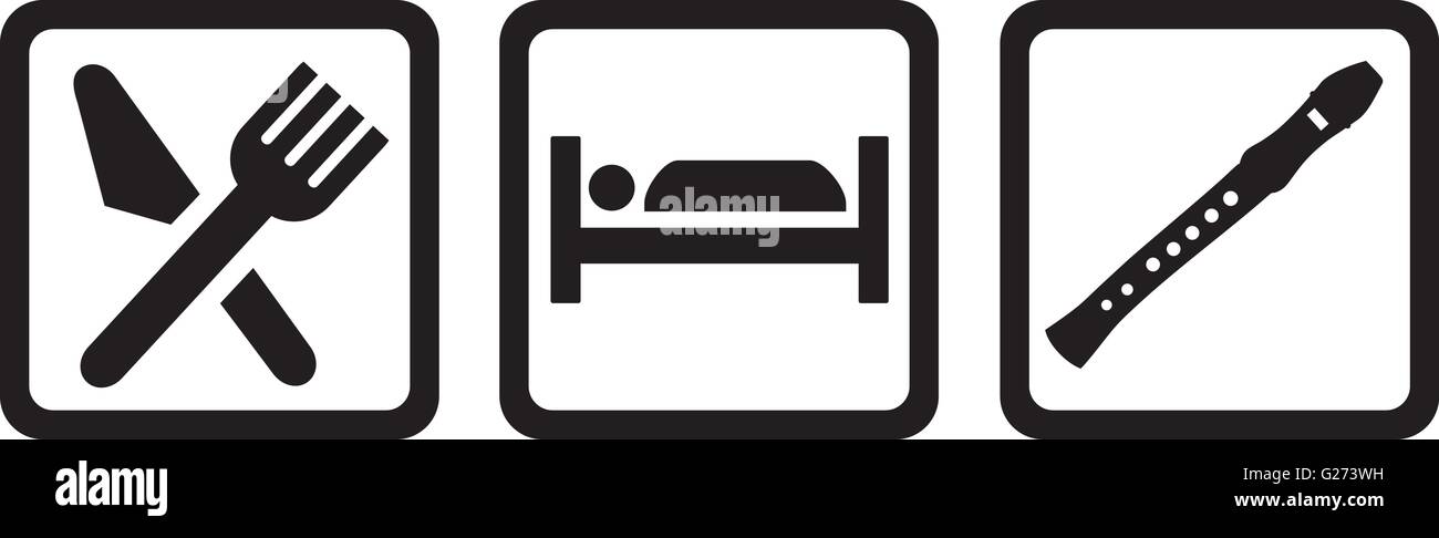 Flute Eat Sleep Symbols Stock Vector Image & Art - Alamy