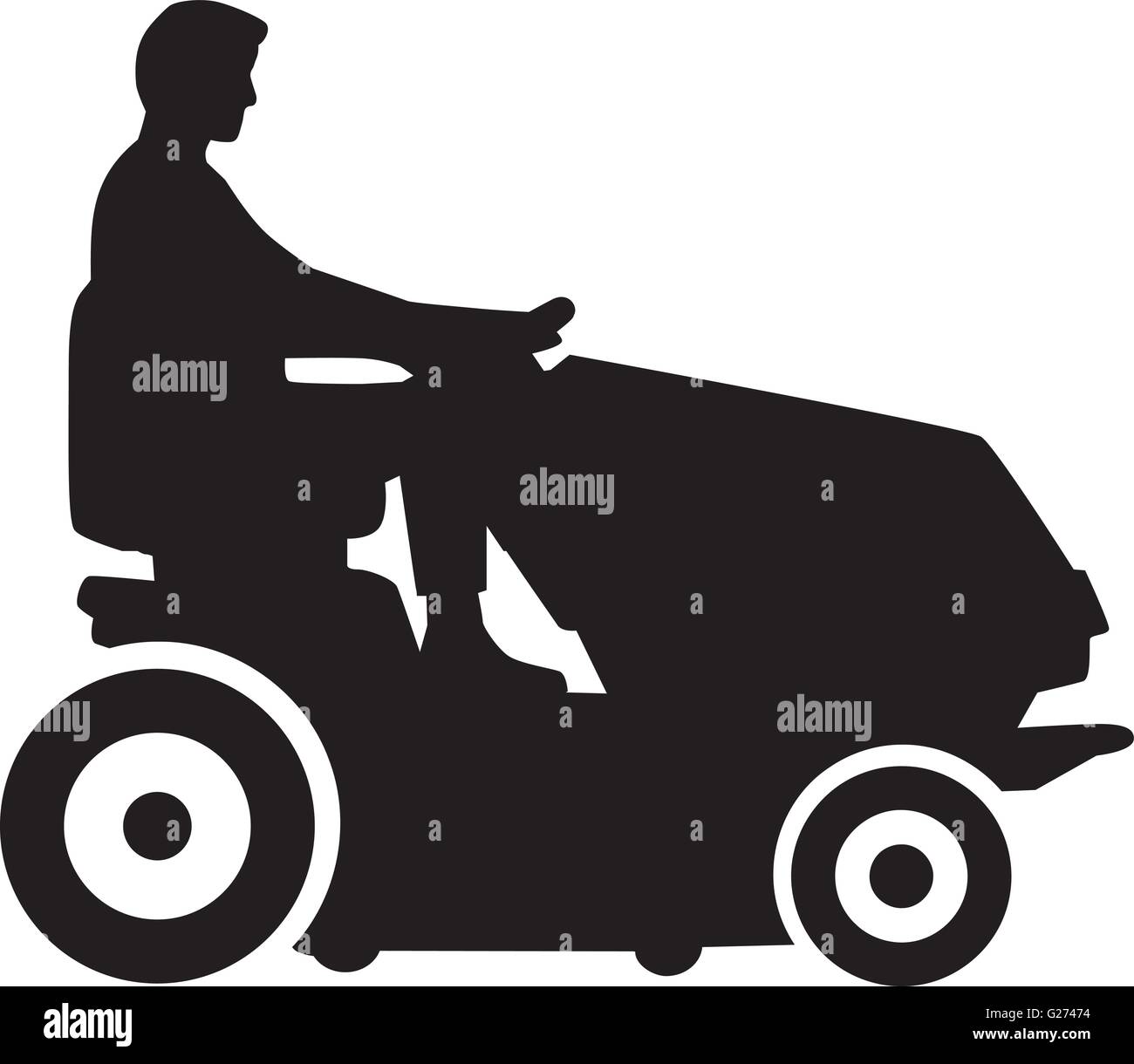Man driving lawn mower Stock Vector Images - Alamy