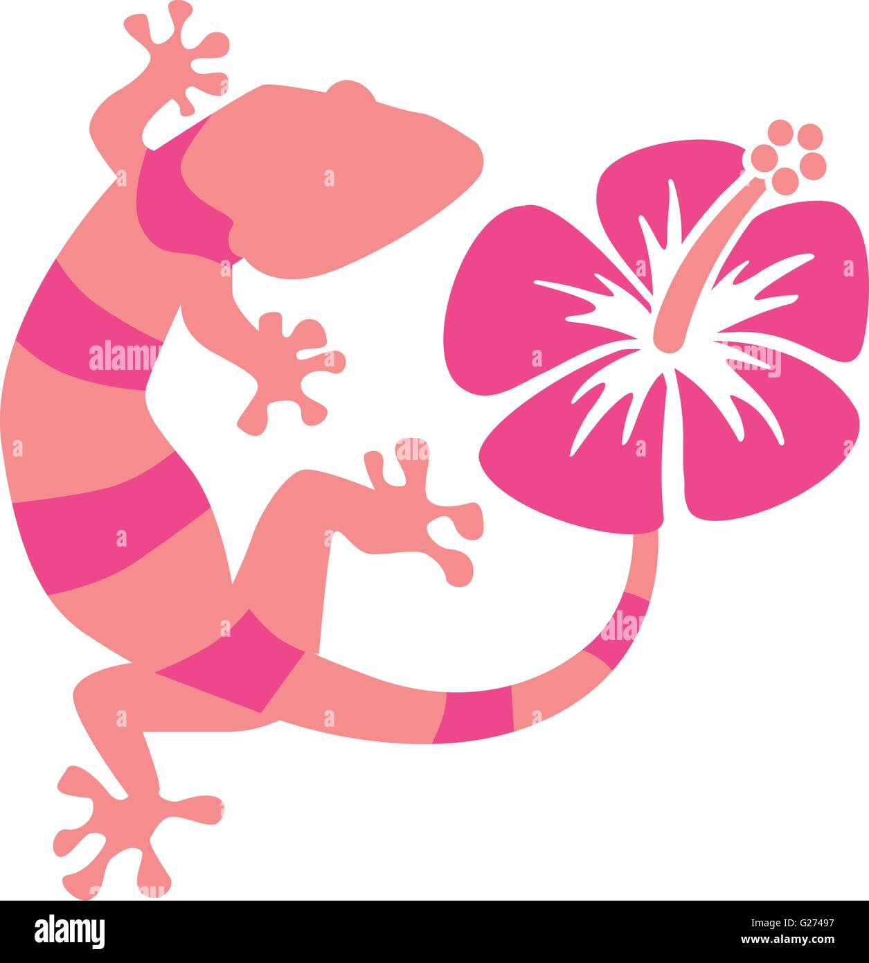 Pink Gecko with hibiscus Stock Vector Image & Art - Alamy