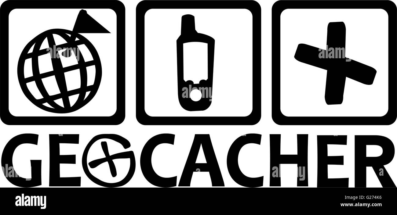 Geocacher with geocaching icons Stock Vector Image & Art - Alamy