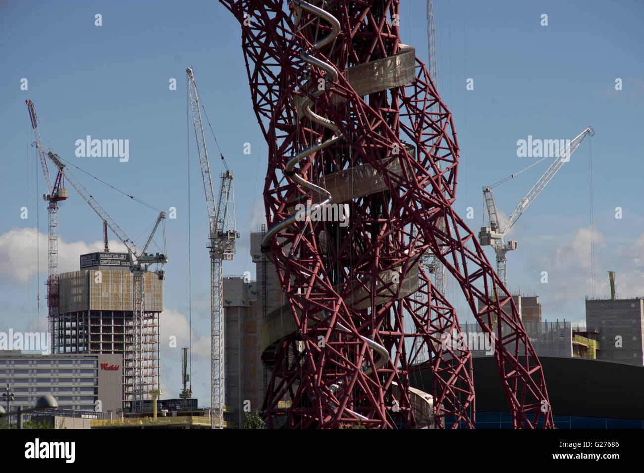 Building construction in background with views of ArcelorMittal Orbit ...