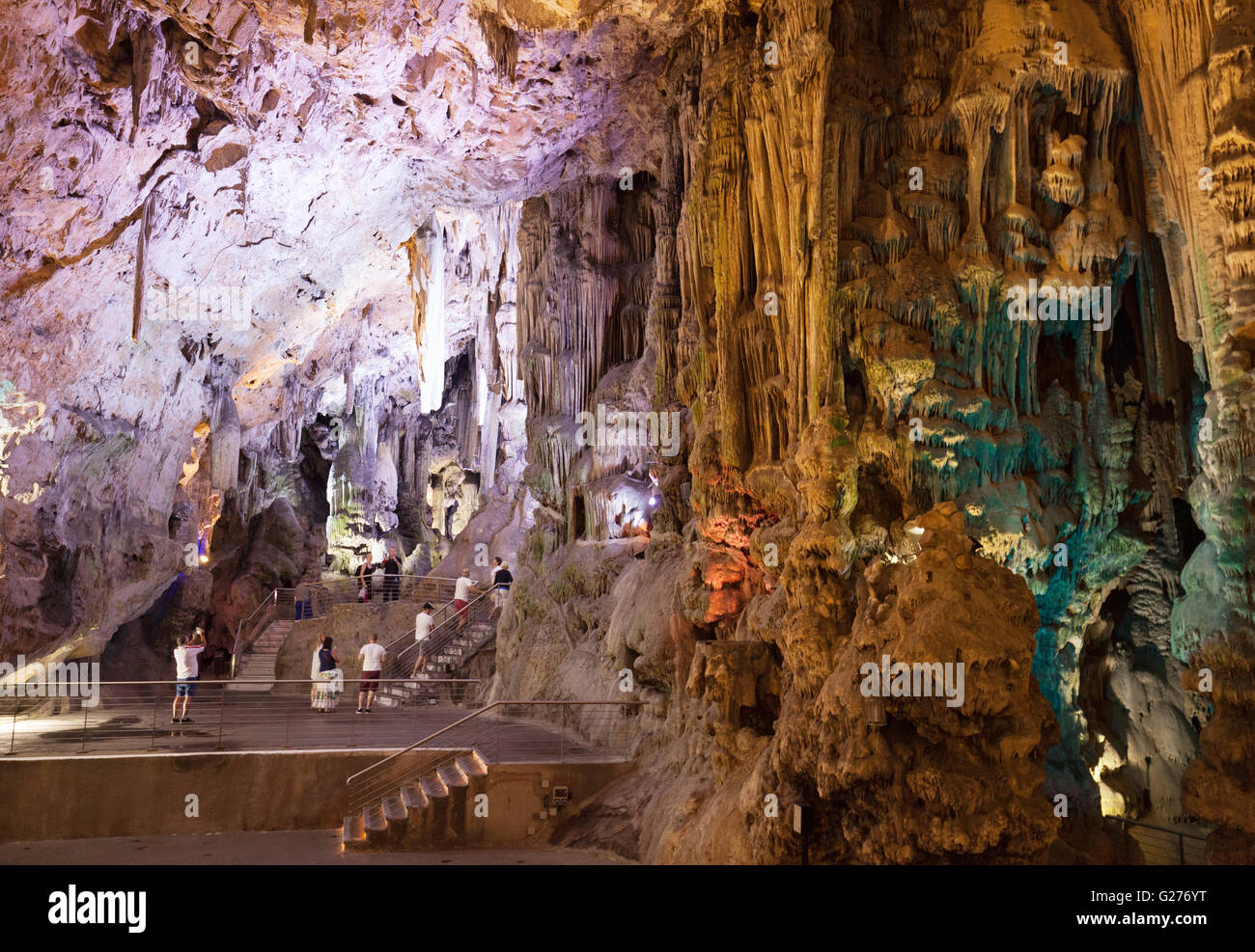 Tourists in St Michaels Cave, Gibraltar Europe Stock Photo - Alamy