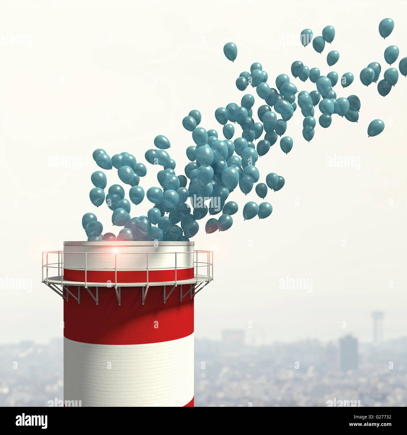 3d image of classic chimney and balloon Stock Photo - Alamy
