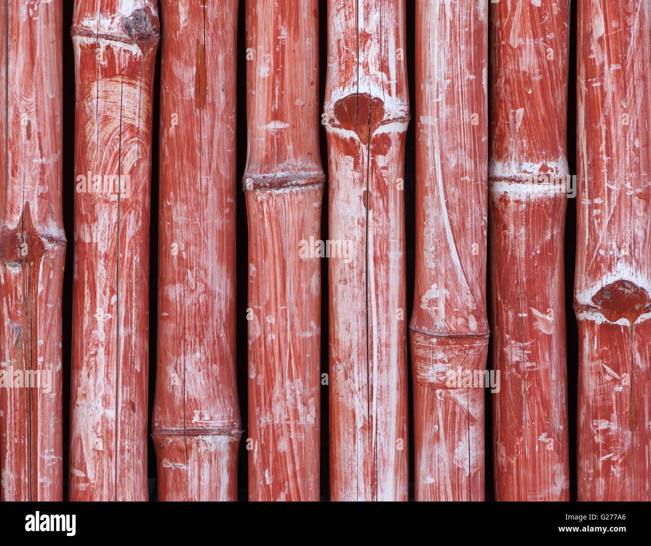 close up of red fence made of bamboo Stock Photo - Alamy
