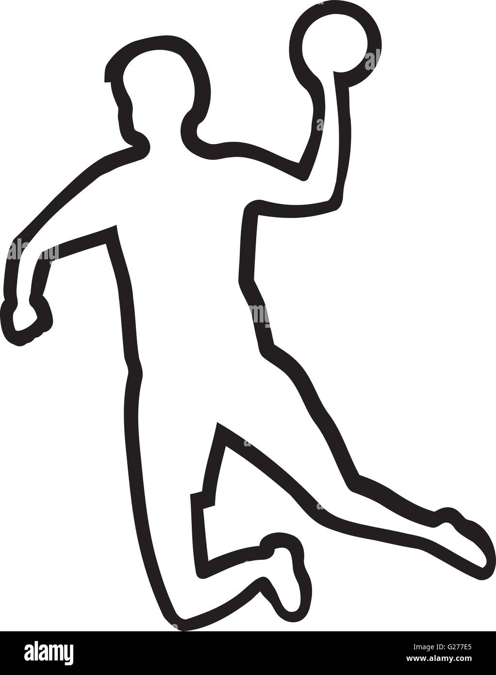 Handball Player Silhouette Outline Stock Vector Image & Art - Alamy