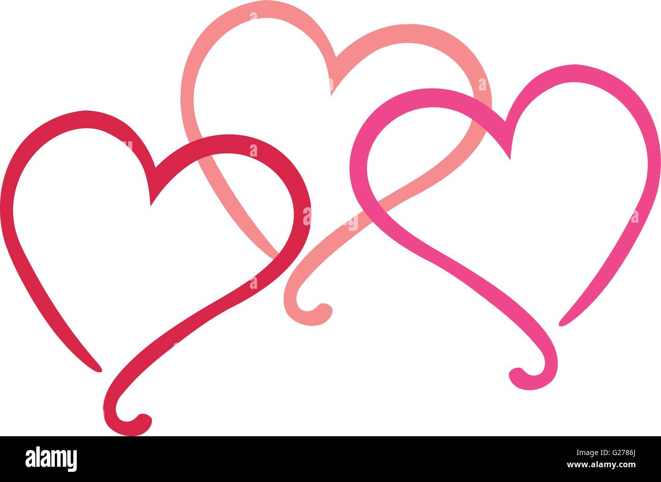 Triple of handdrawn hearts Stock Vector Image & Art - Alamy