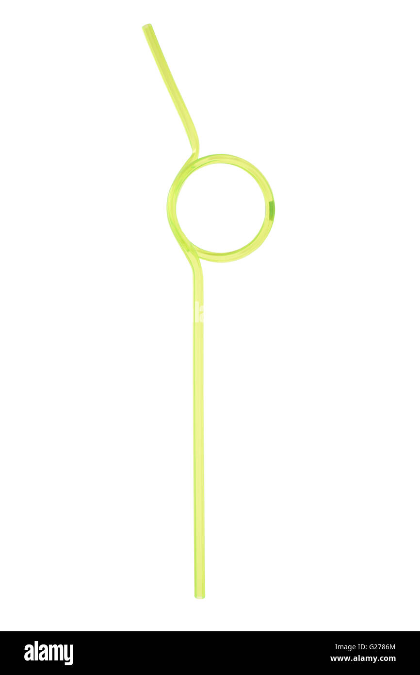 Green crazy drink straw on white background Stock Photo - Alamy