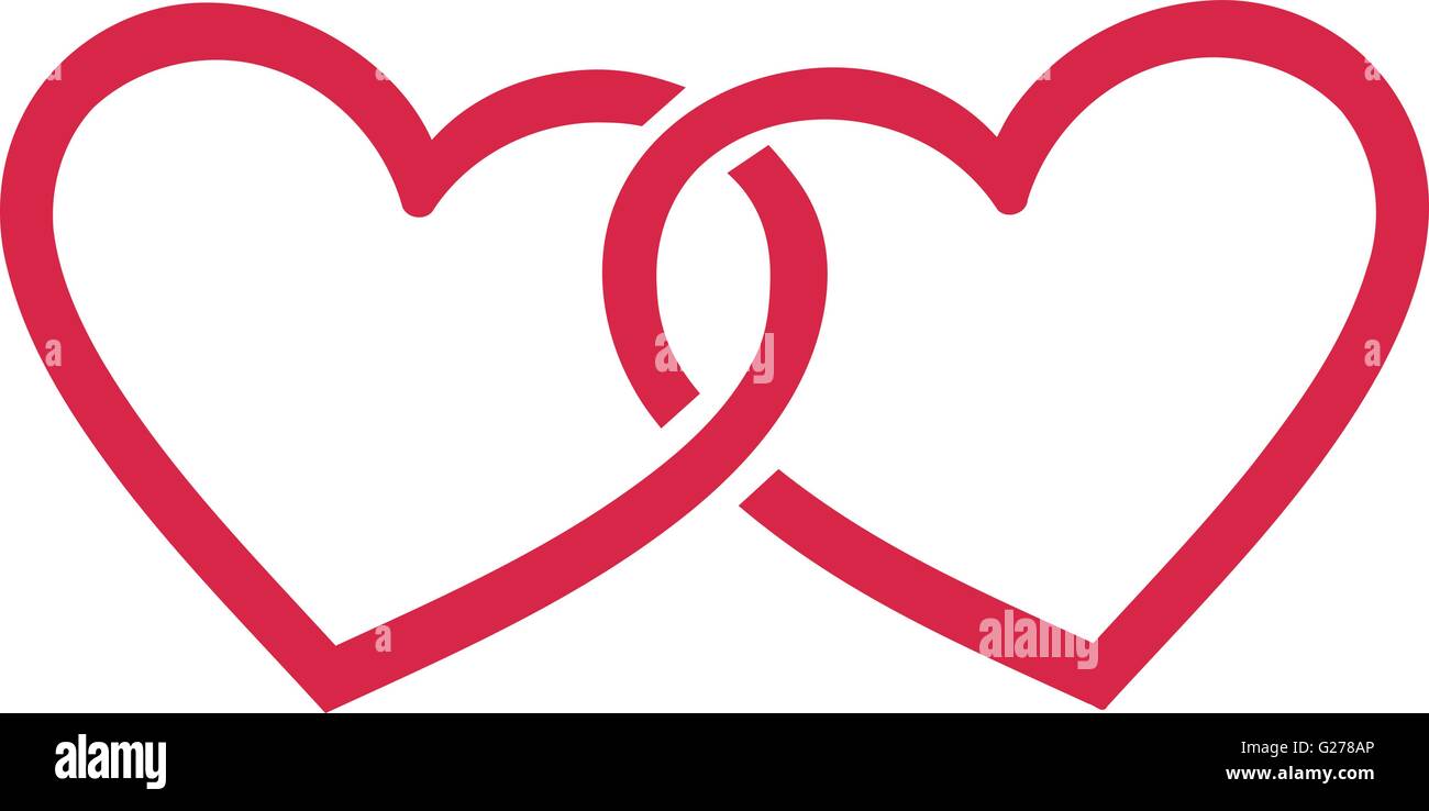 Two connected hearts Stock Vector Image & Art - Alamy