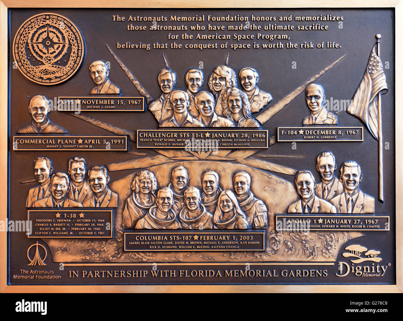 A Plaque at the Kennedy Space Centre, which honours and memorializes ...