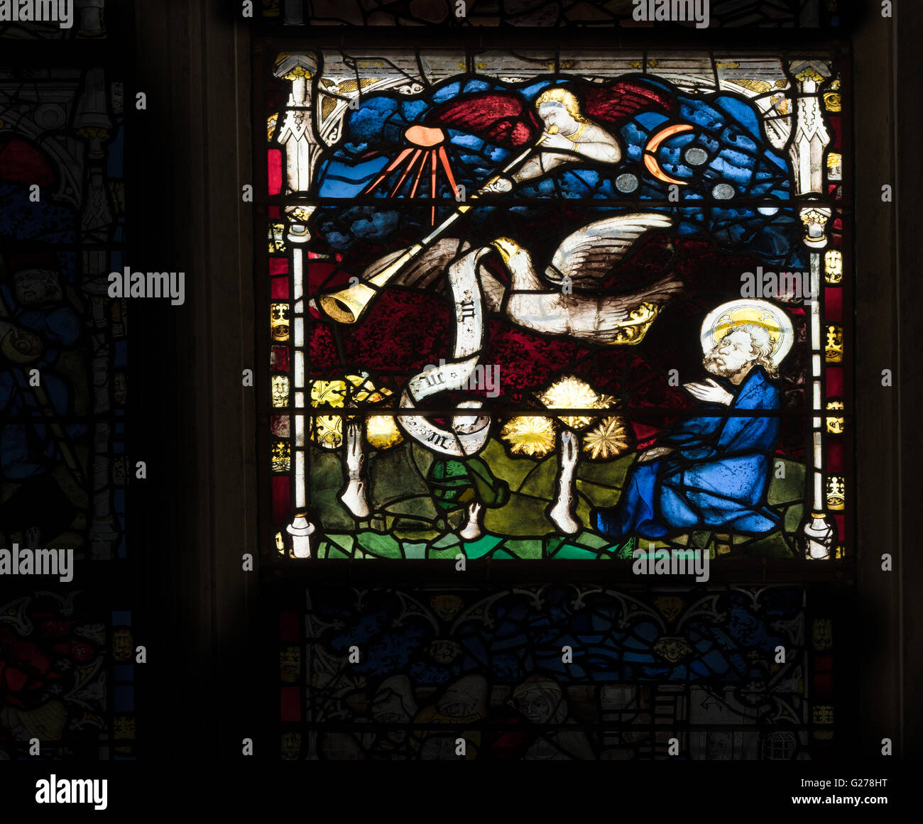 One of the117 story panels in the medieval century stained glass window ...