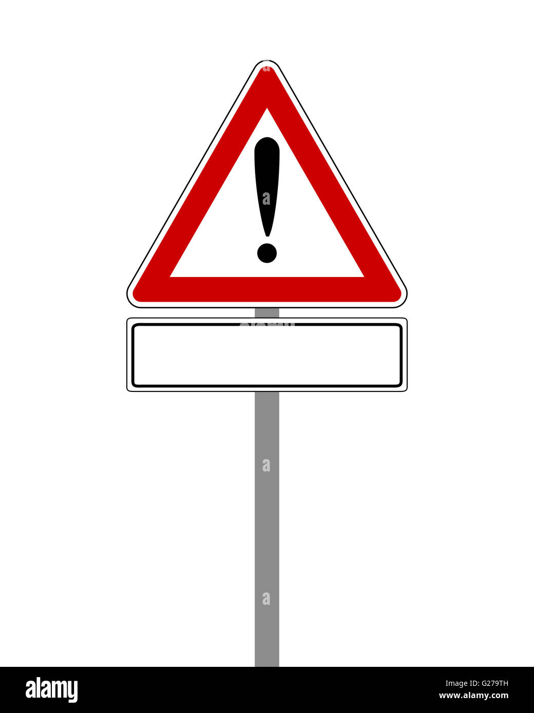 Attention sign with exclamation mark and added information Stock Photo ...