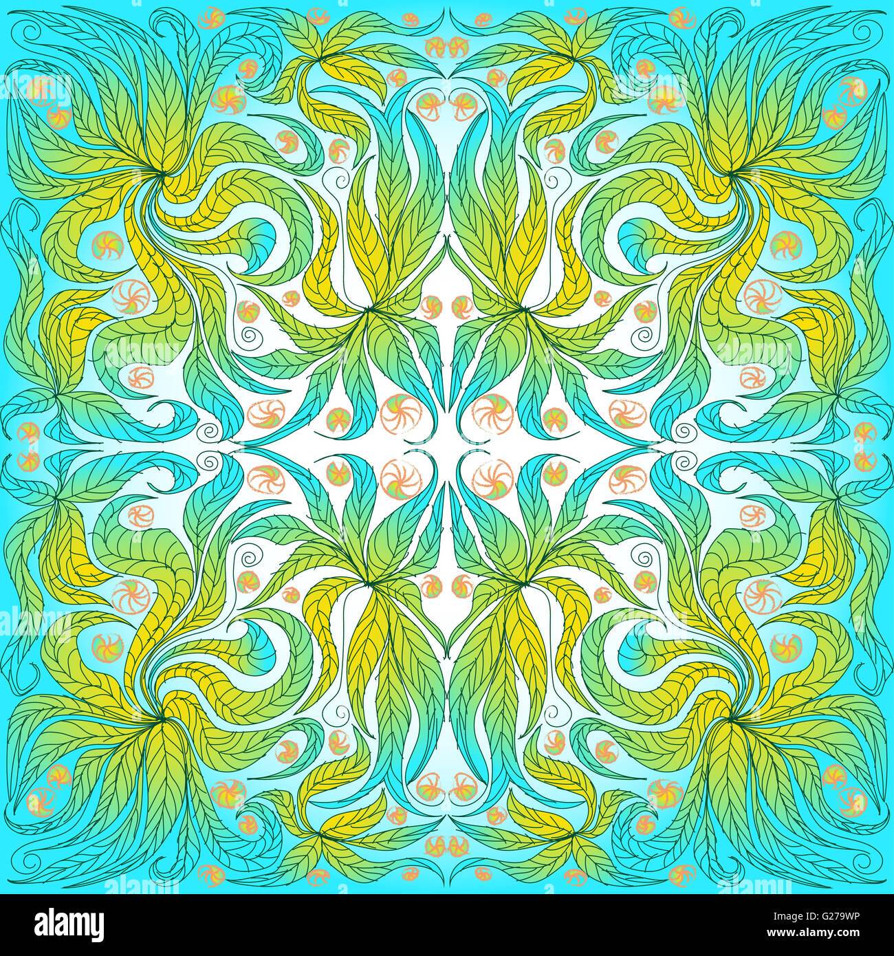 Cute floral colorful background in hand draw childish style. Abstract ...