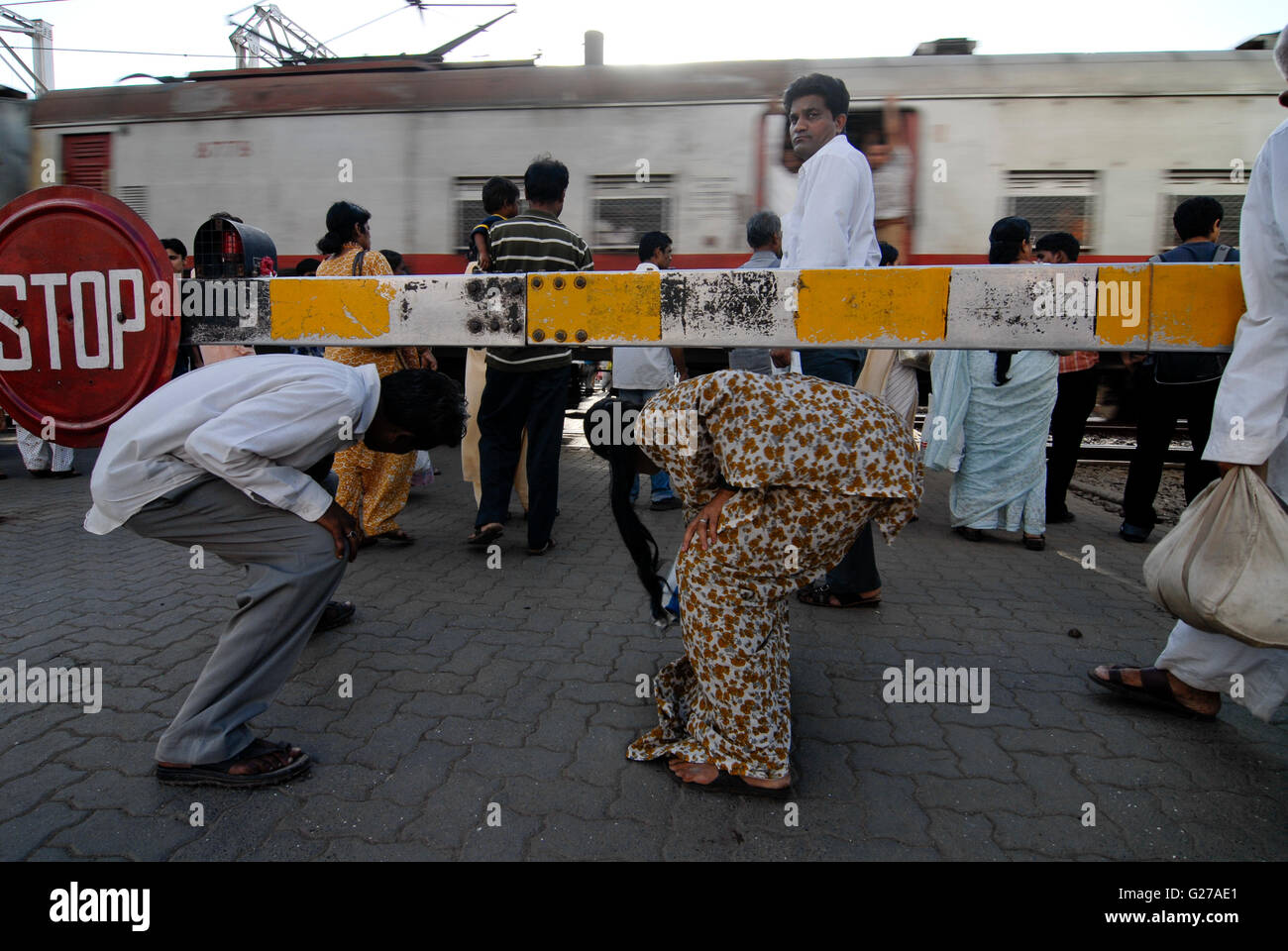 Indian railway crossing sign hi-res stock photography and images - Alamy