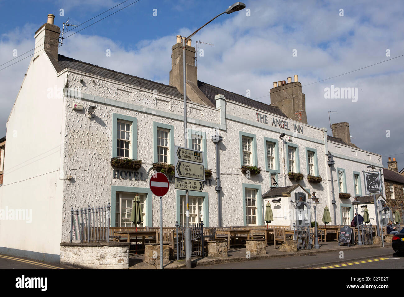 The Angel Inn pub in Corbridge, England. The town stands in the country ...