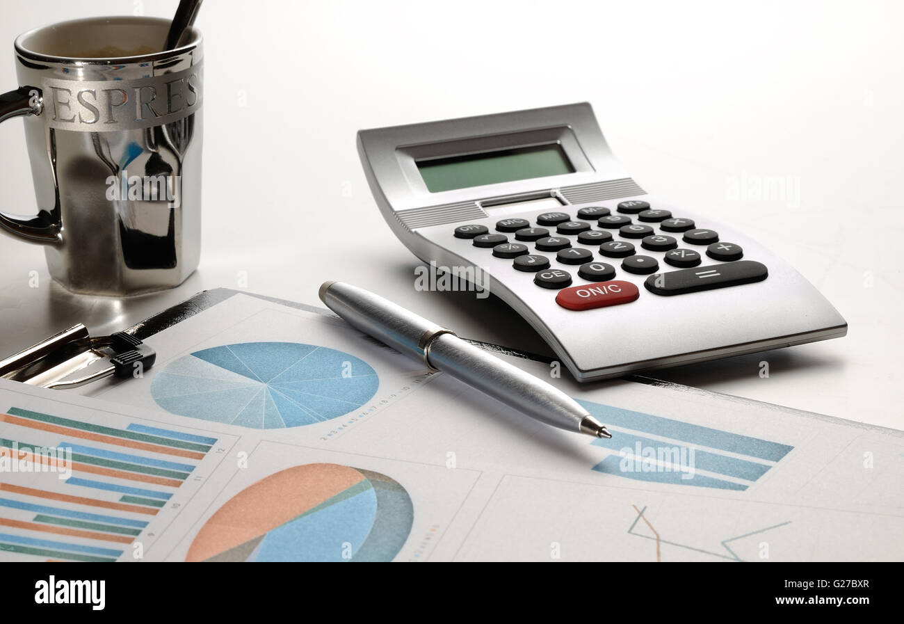 Financial graphs and charts analysis front view Stock Photo - Alamy