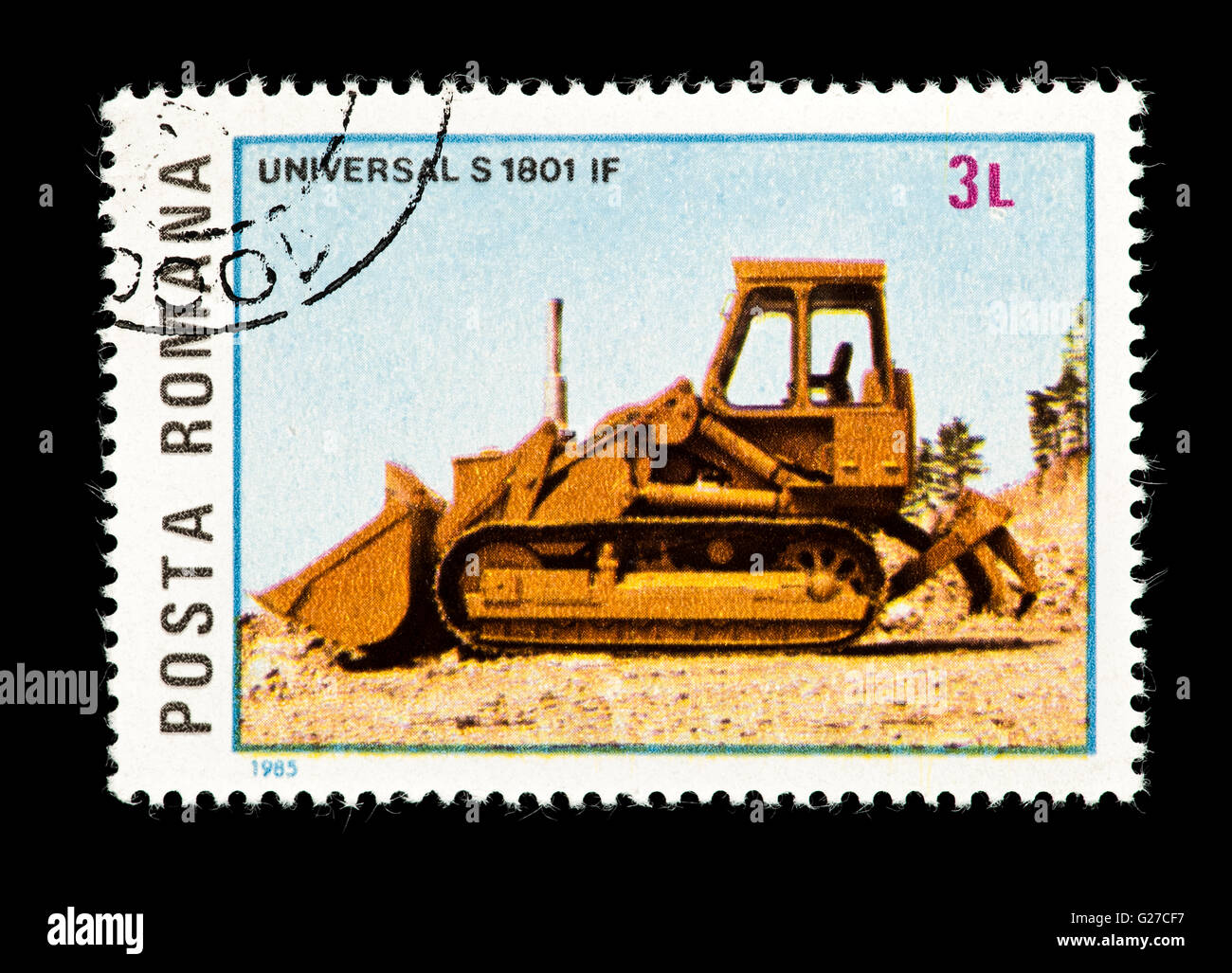 Postage stamp from Romania depicting construction equipment Stock Photo ...