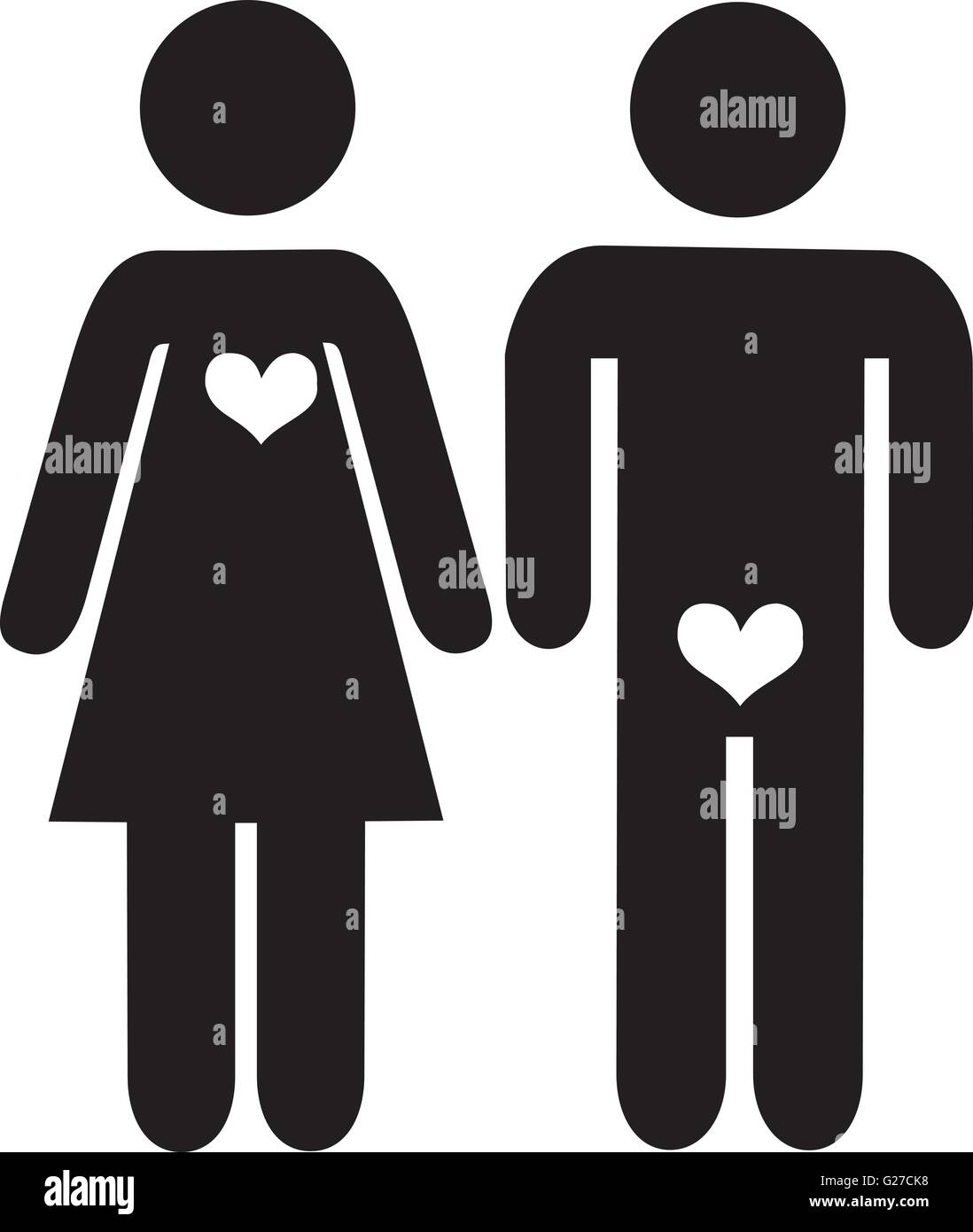Couple icon with hearts in body Stock Vector Image & Art - Alamy
