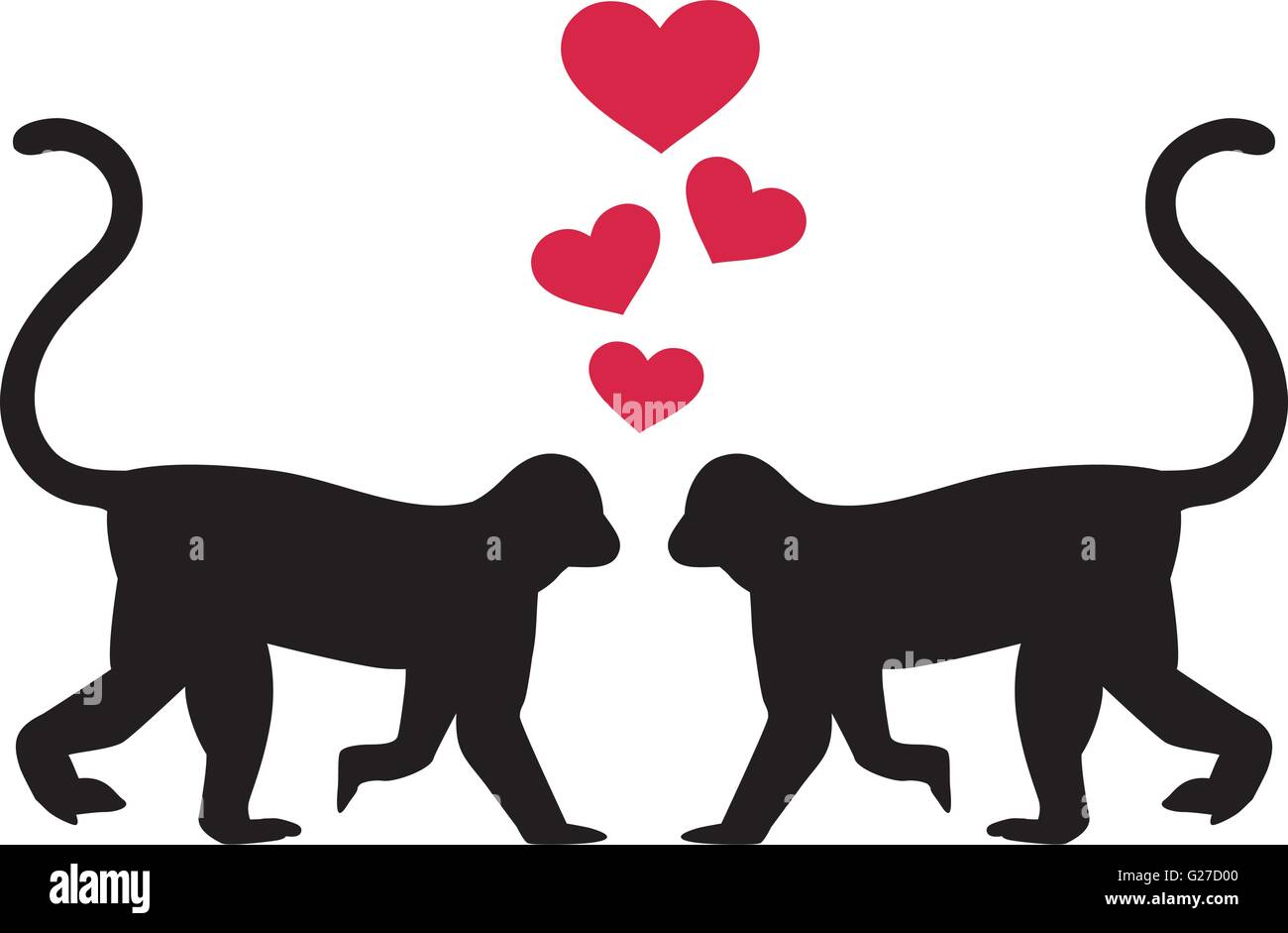 Monkeys In Love Stock Vector Image Art Alamy