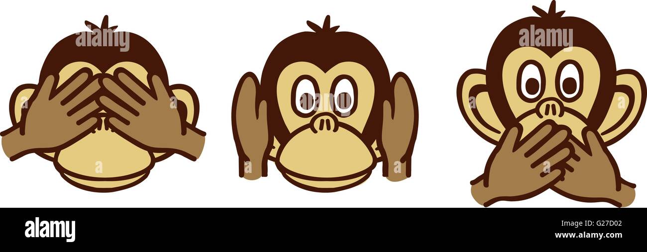 Gandhiji Ke 3 Bandar Sketch