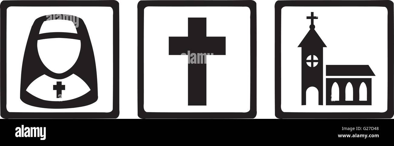 Religious Signs Icons Nun Cross Church Stock Vector Image & Art - Alamy