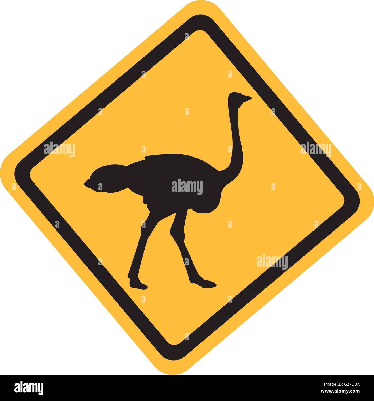Yellow sign with ostrich Stock Vector Image & Art - Alamy