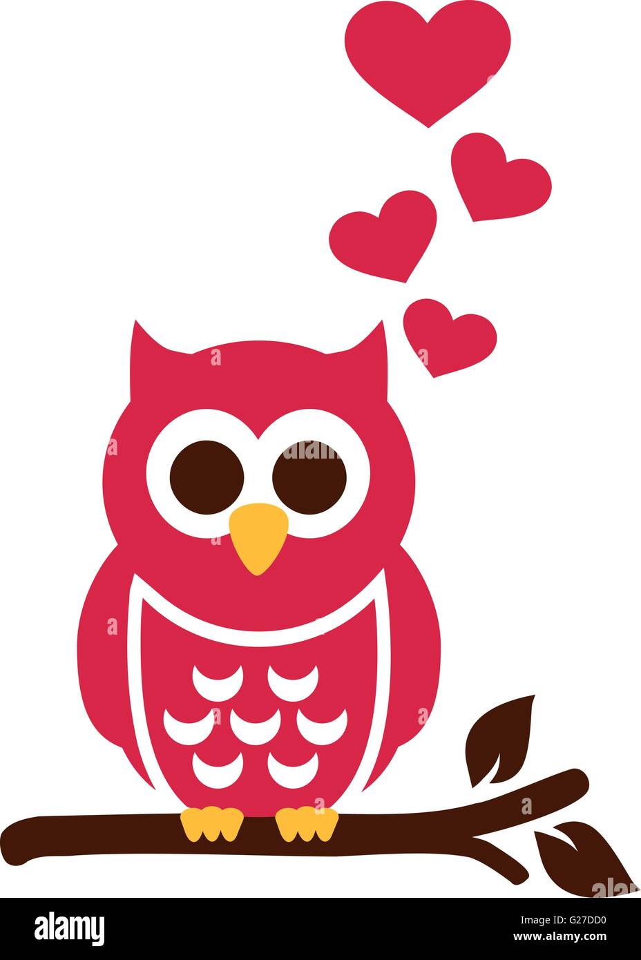 Red Owl in love with hearts Stock Vector Image & Art - Alamy