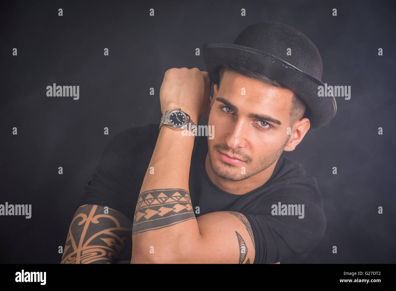 Handsome guy with tattoos hi-res stock photography and images - Alamy