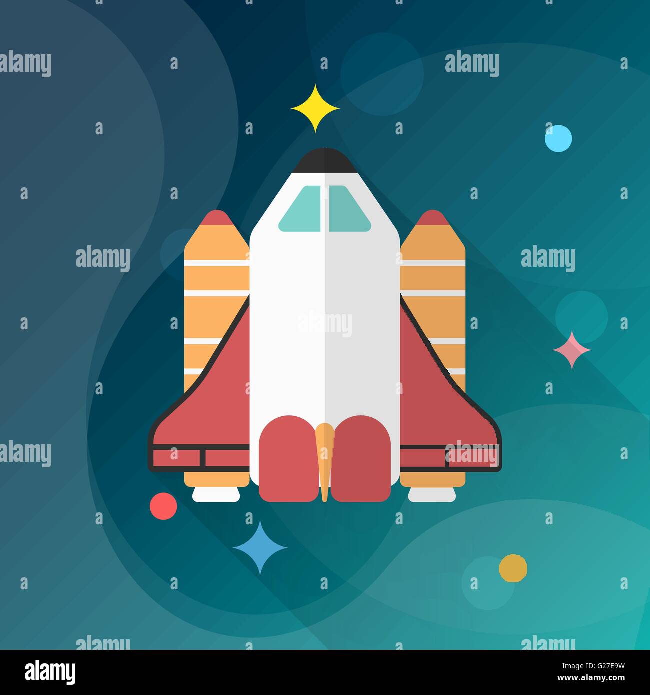 Space Shuttle flat icon with long shadow,eps10 Stock Vector Image & Art ...