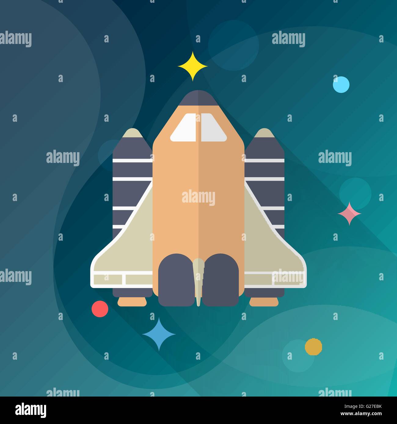 Space Shuttle flat icon with long shadow,eps10 Stock Vector Image & Art ...