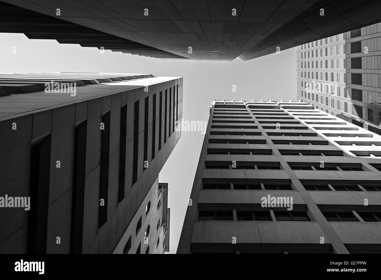 Black and white upward view of Adelaide skyscrapers Stock Photo - Alamy