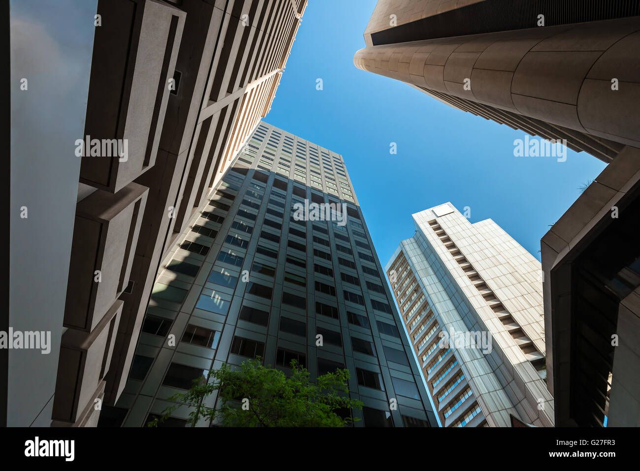Upward view of Adelaide office buildings in CBD Stock Photo - Alamy