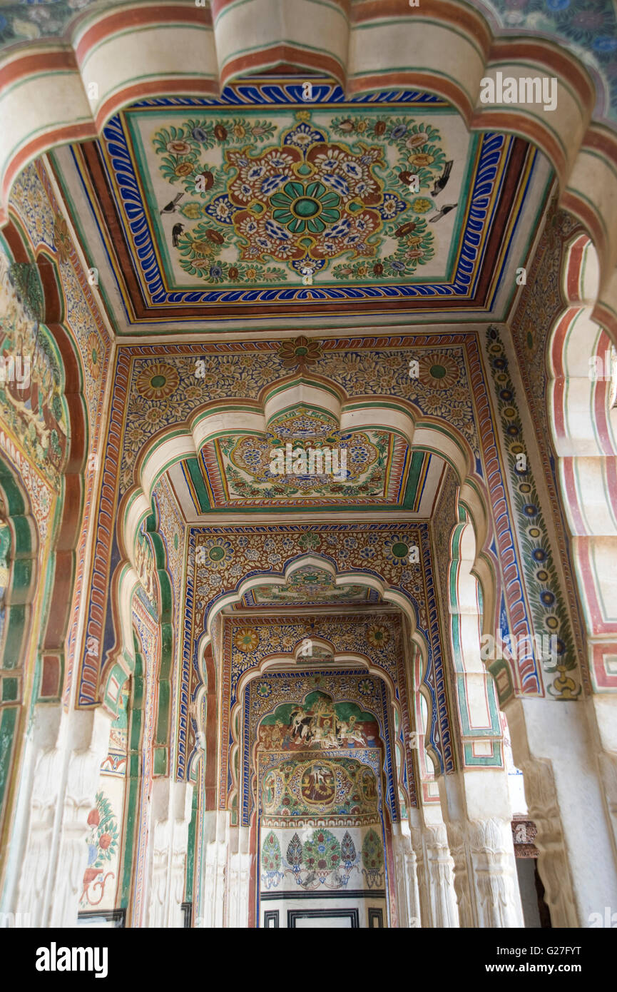 The image of architecture of painted havelli in shekhawati in Rajasthan ...