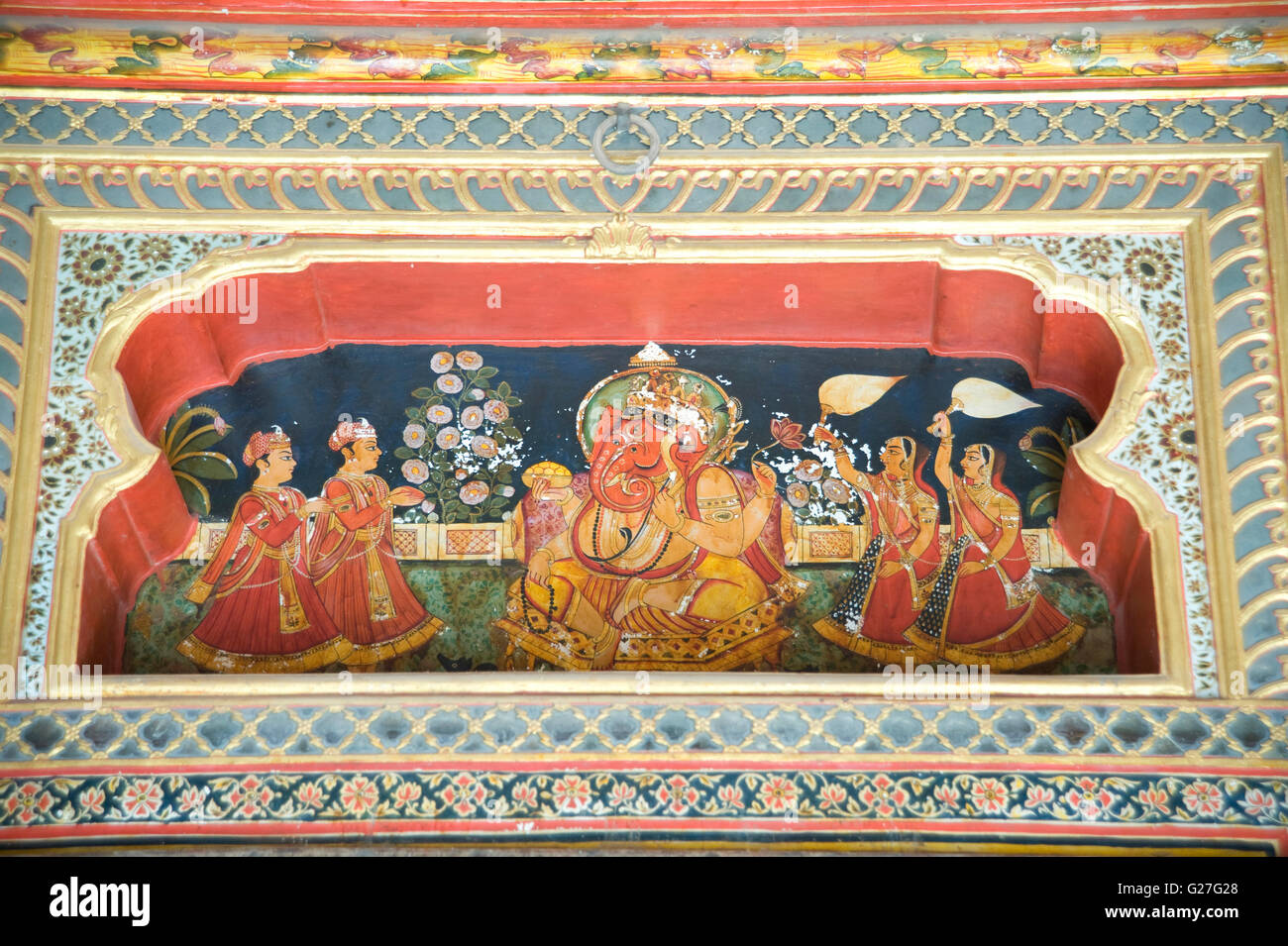 The image of Painting in Havelli in Mahansar, shekhwati, Rajasthan ...