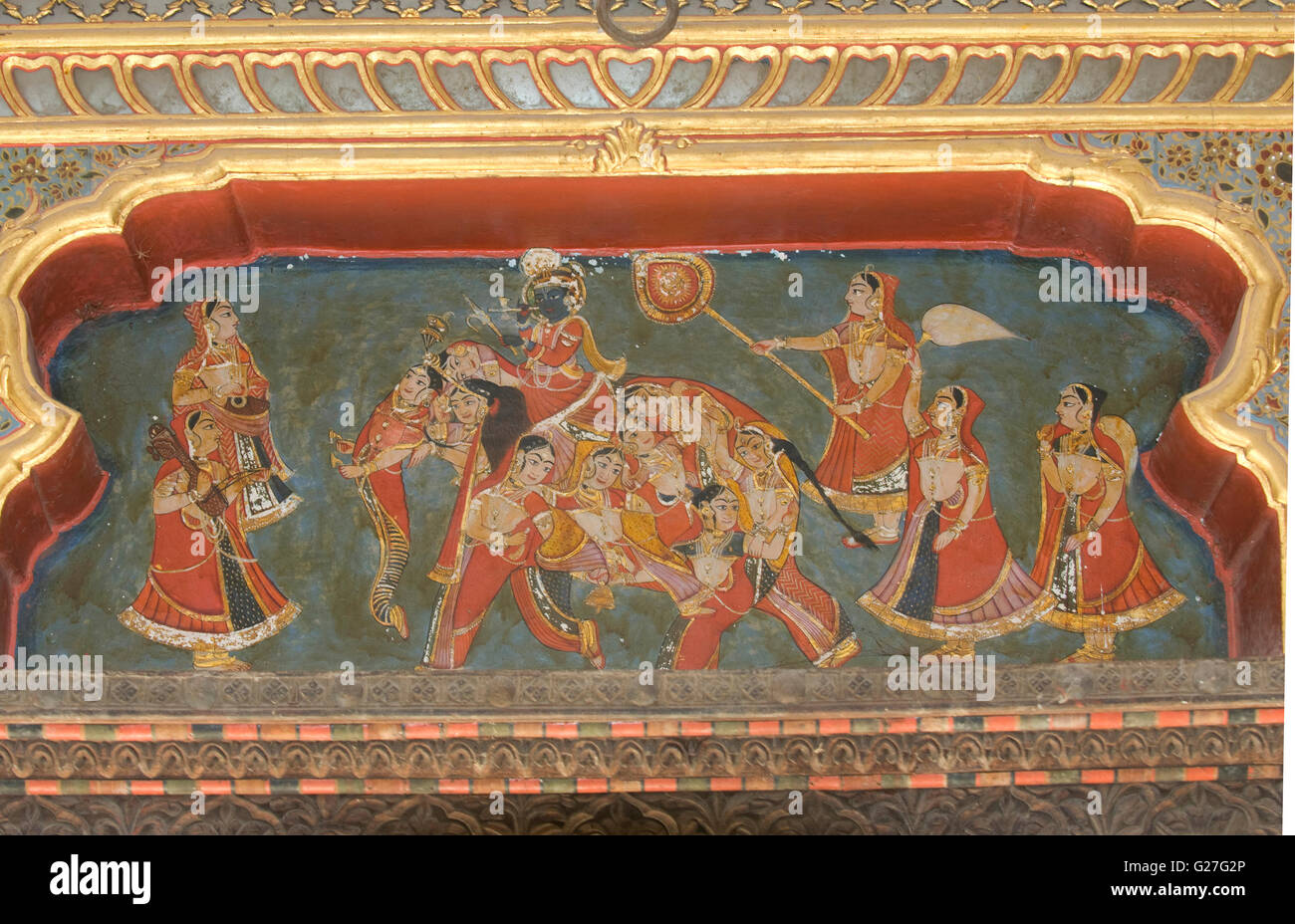 The image of Painting in Havelli in Mahansar, shekhwati, Rajasthan ...